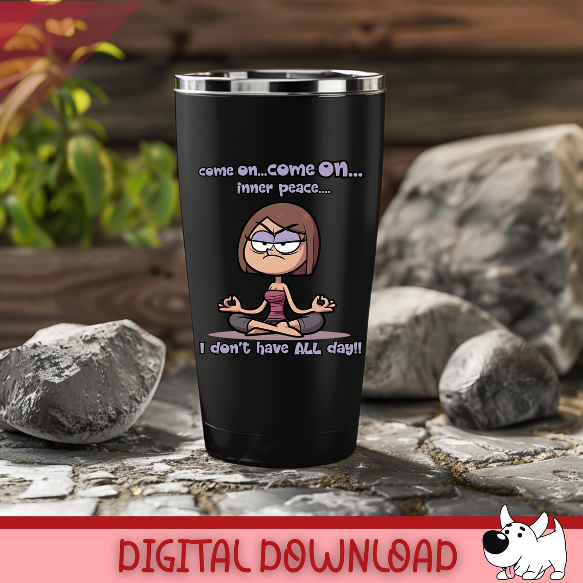 Come on Inner Peace Digital Download, Impatient Girl PNG Cartoon Woman ...