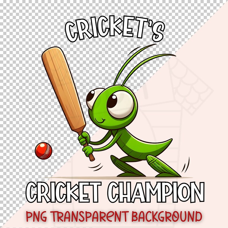 Cricket's Cricket Champion Playing Digital Download PNG Funny Cartoon ...