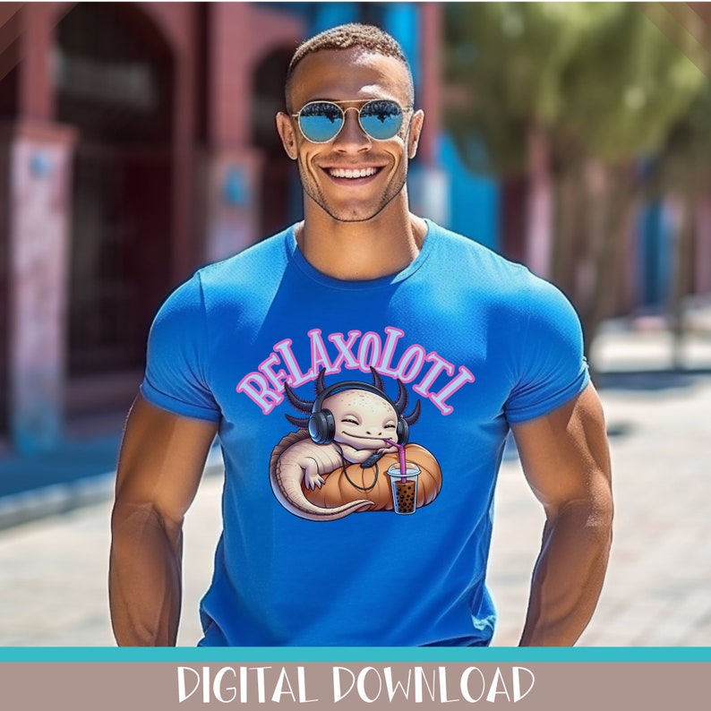 Relaxolotl Relaxing Axolotl Funny Chillin Cartoon PNG Print, Instant ...