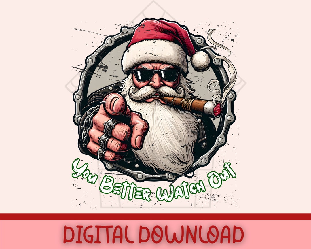 Biker Gangster Santa Claus PNG: Funny Christmas Pun (digital Download ...