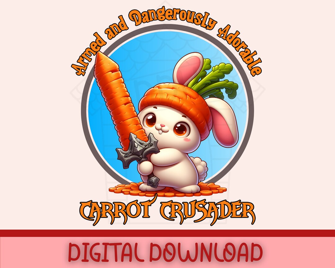 Carrot Crusader Digital Download, Adorable Cartoon PNG, Sublimation ...