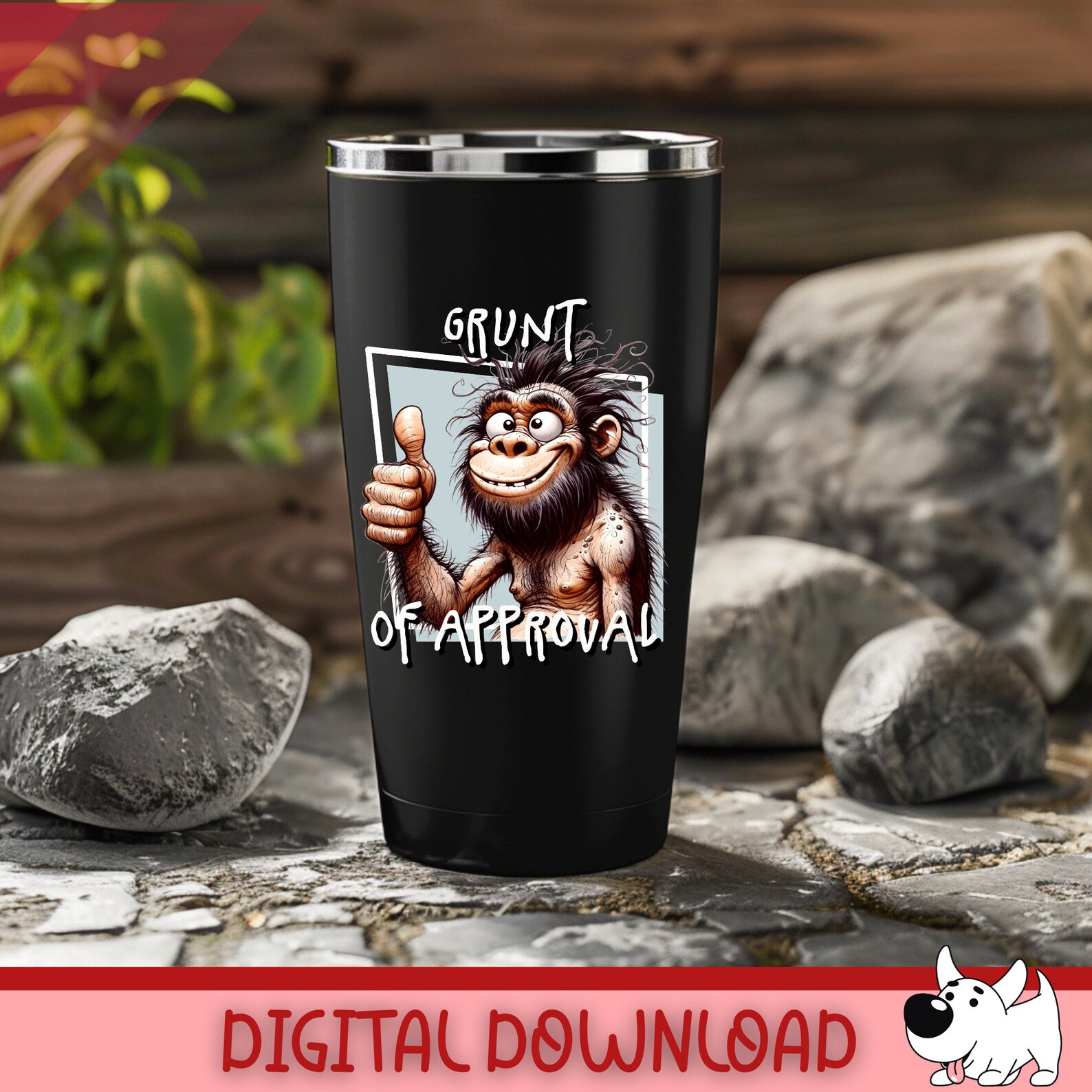 Grunt of Approval Digital Download, Cartoon Caveman PNG, Funny ...