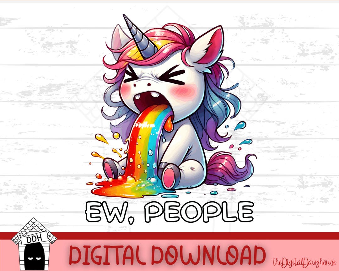 Barfing Unicorn Rainbow PNG: Funny Sarcastic Clipart (digital Download ...
