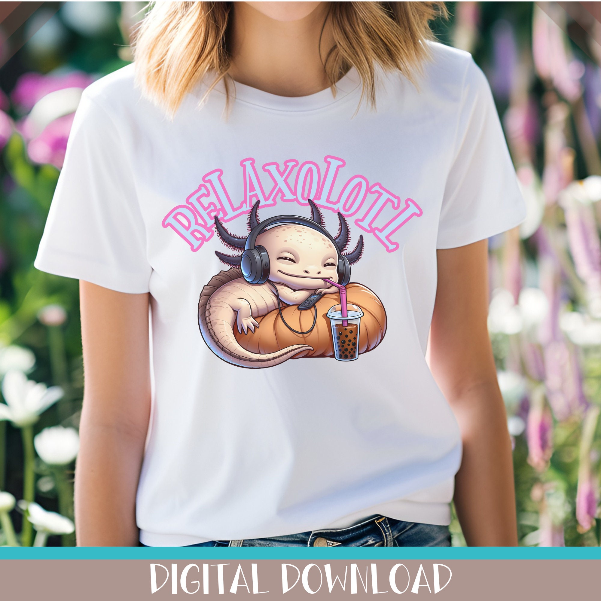 Relaxolotl Relaxing Axolotl Funny Chillin Cartoon PNG Print, Instant ...