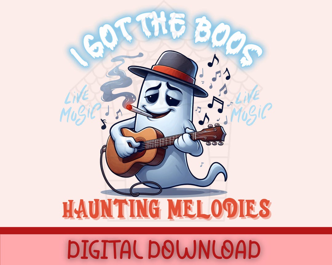 Ghost Playing Blues PNG: Spooky Halloween Music Art (digital Download ...