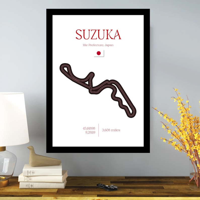 Suzuka F1 Japanese Grand Prix Map Circuit Print Poster - Perfect Gift ...