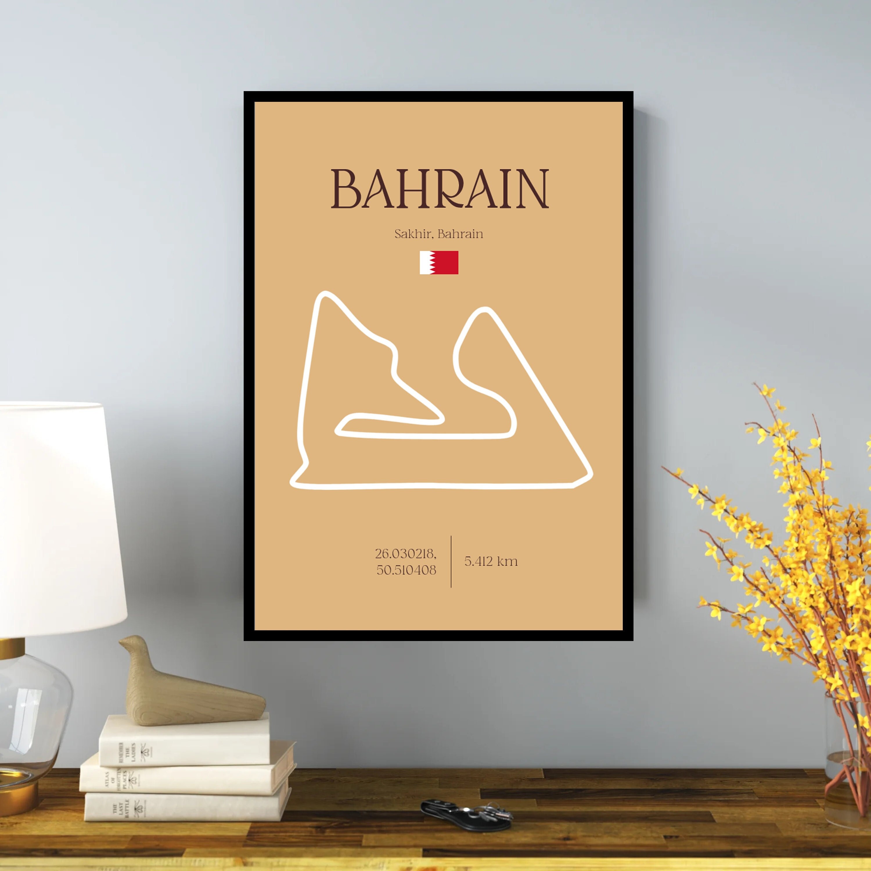 Bahrain F1 Sakhir Grand Prix Map Circuit Print Poster Perfect Gift for ...
