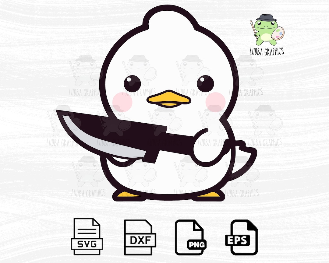 Canard Kawaii Mignon Avec Couteau SVG Drôle De Poussin - Etsy