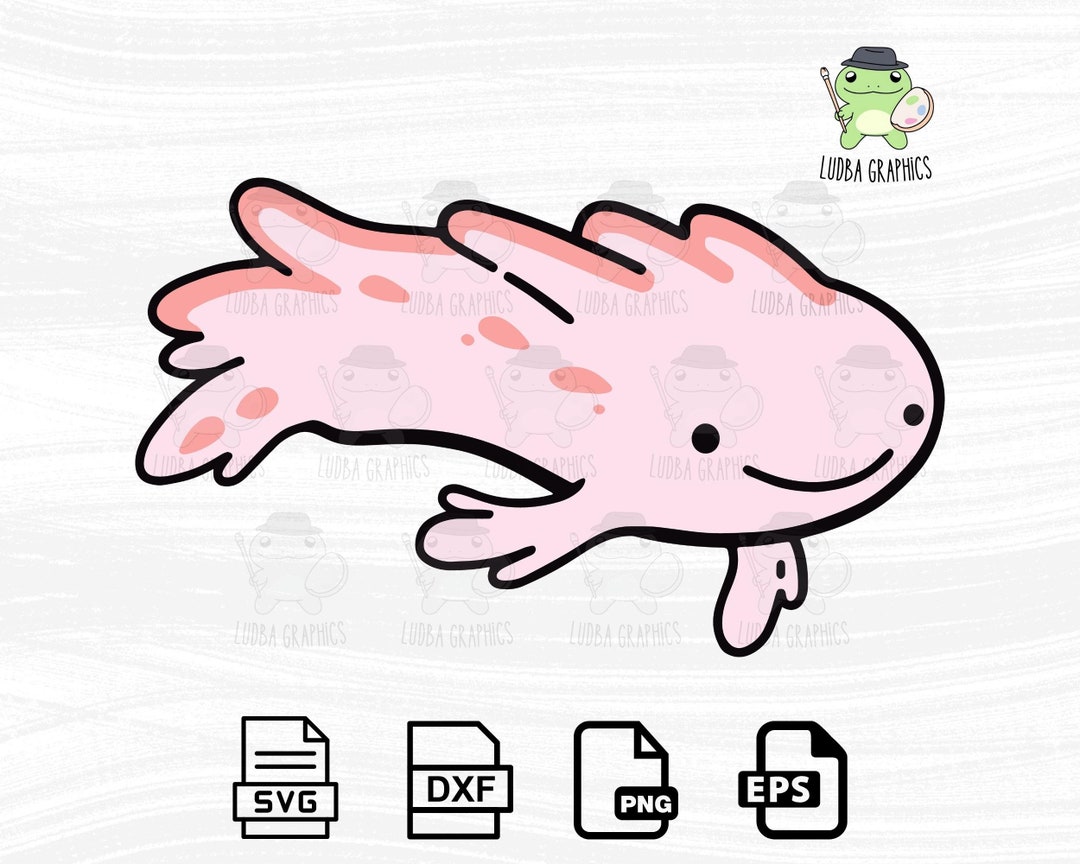 Kawaii Axolotl Swimming Svg Cute Axolotl Svg Png Etsy