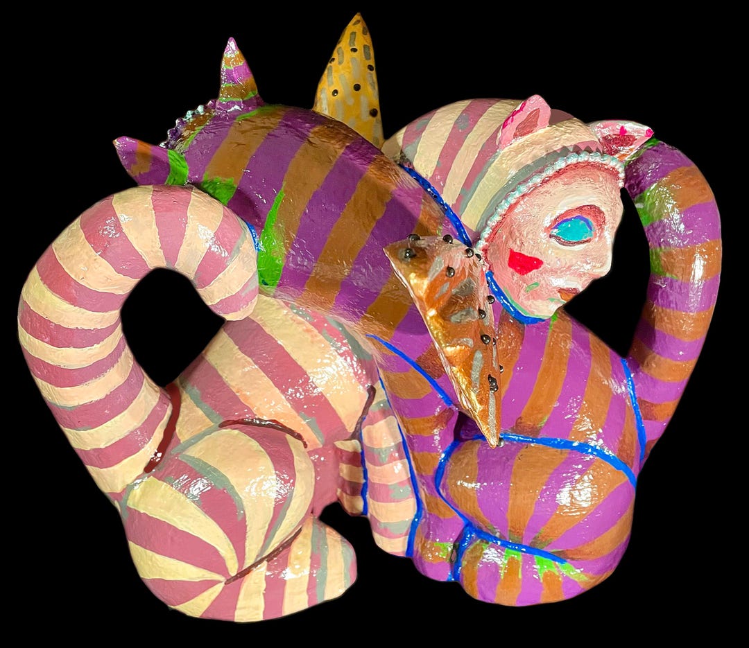 Two Cats Alebrije Paper Mache Sculpture - Etsy