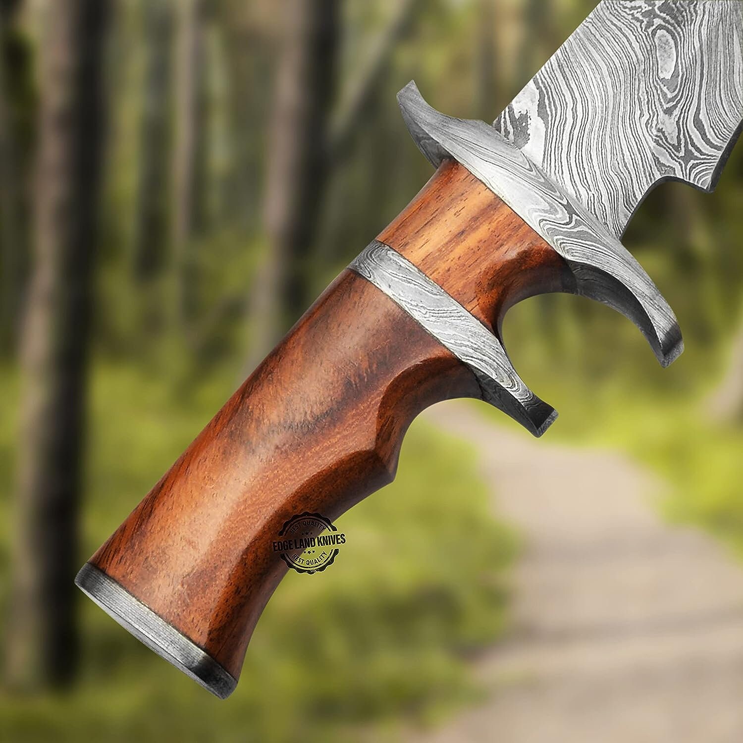 Damascus Bowie Knife With Sheath 10 Inch Bowie Knife Razor Sharp Custom Handmade Bowie Knife for ...