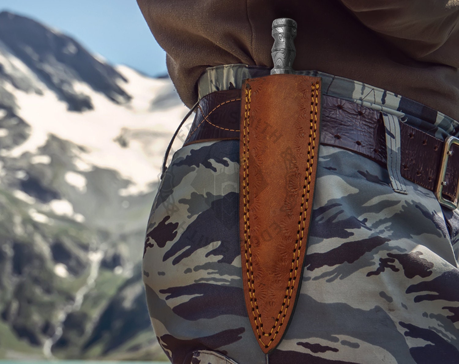 Handmade Damascus Steel Tri Dagger Knife 9.0 Inches Knife With Sheath ...