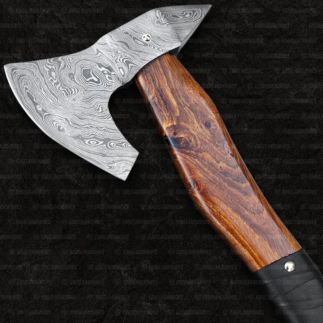 Tomahawk Axe With Sheath 19.5 Inches Viking Axe, Damascus Steel ...