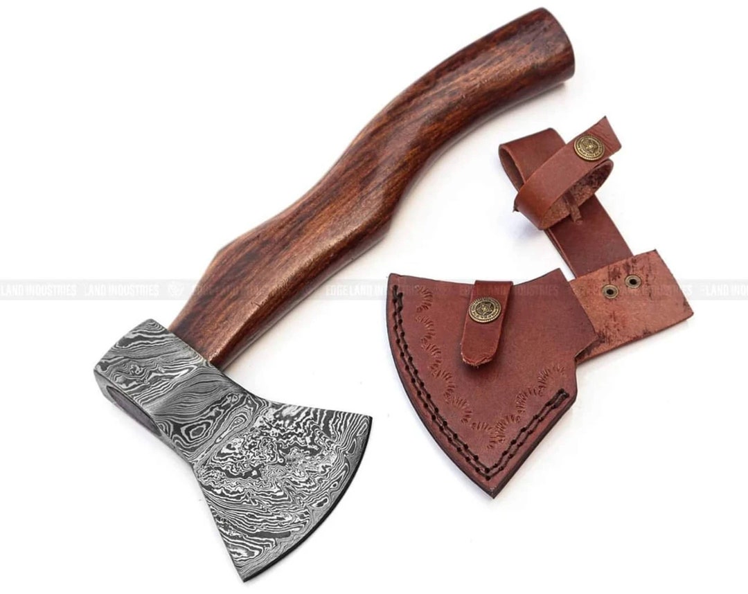 Damascus Axe With Sheath 12.50 Inches Hand Forged Damascus Steel Axe ...