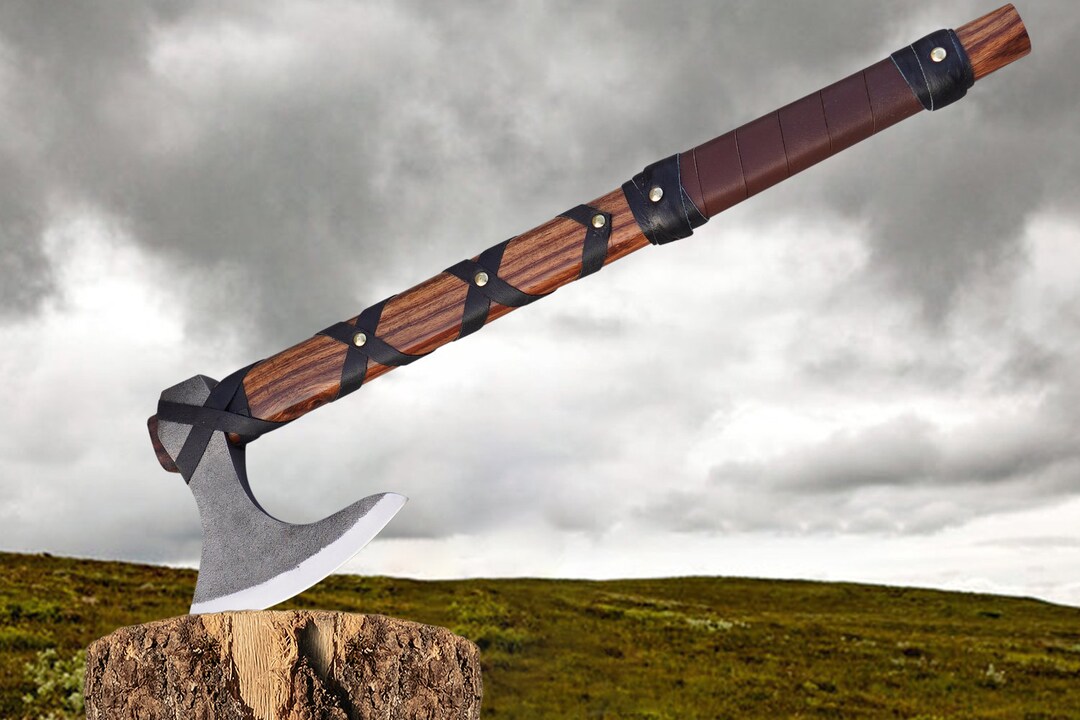 Viking Axe With Sheath Hand Forged Carbon Steel Viking Axe Head With ...