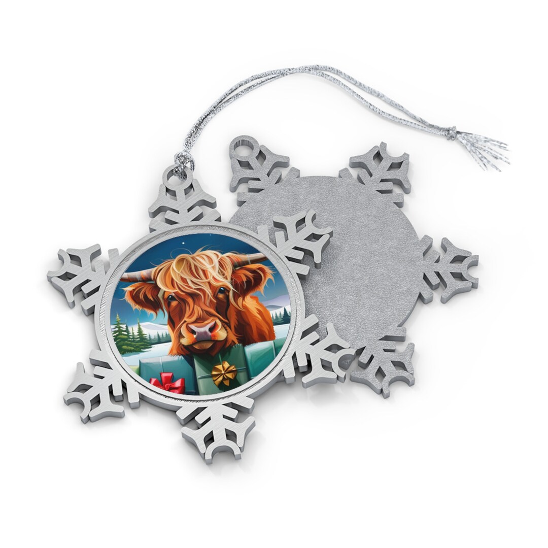 Highland Cow Pewter Snowflake Ornament - Etsy