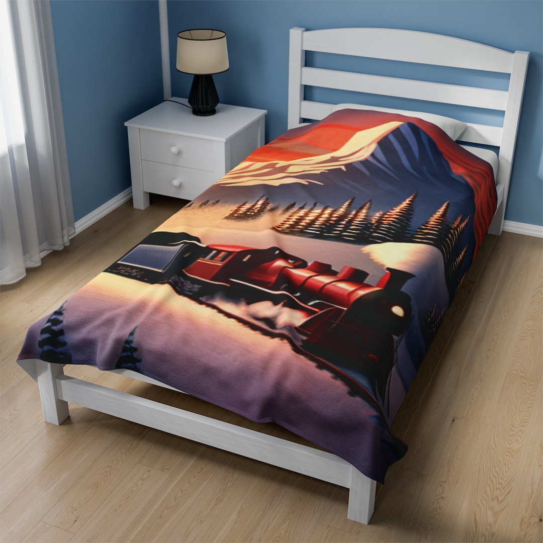 Railroad Train Velveteen Plush Blanket - Etsy