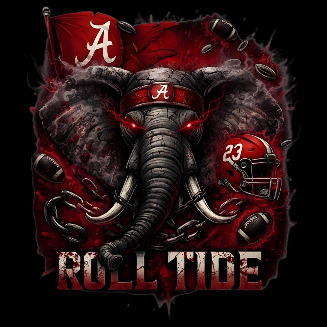 Fiery Roll Tide PNG, Dark Grunge Alabama Elephant Mascot, Crimson Tide ...