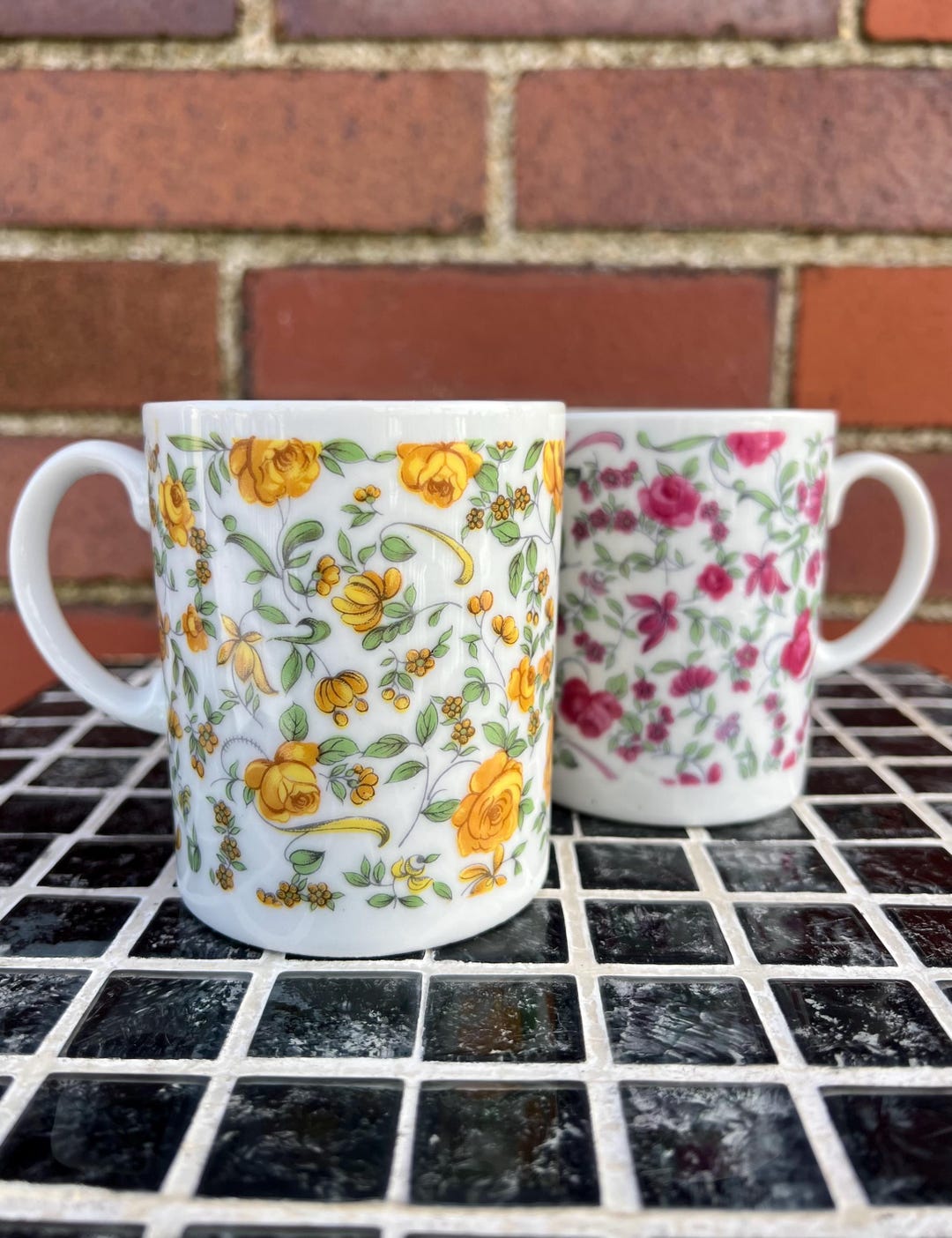 Vintage Floral Mug Set-made in Japan - Etsy