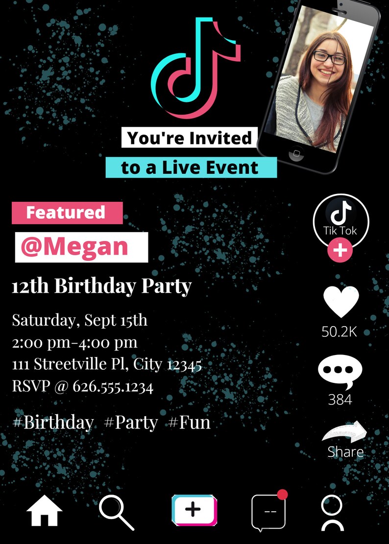 Tiktok Party Invitation Digital Download Pictures and Fonts - Etsy