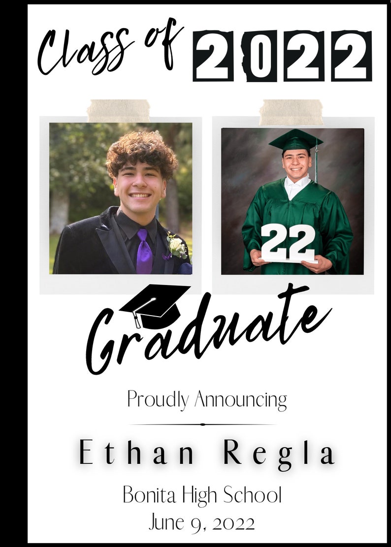 Graduation Announcement, Digital Download, Colors/fonts/pictures ...