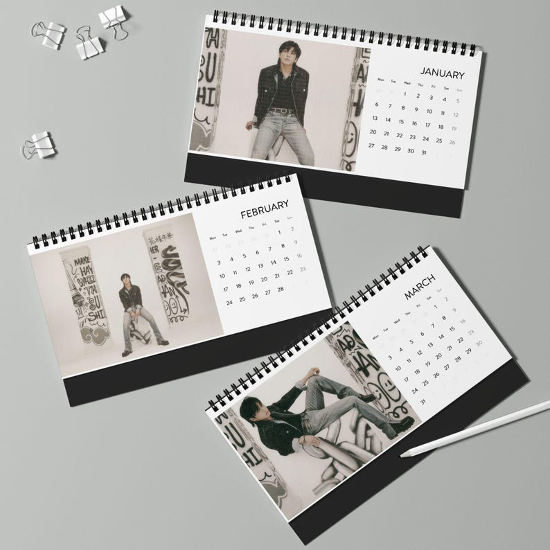 Jungkook BTS Desk Calendar, 2025 Grid, Kpop Calendar, Office Decor ...