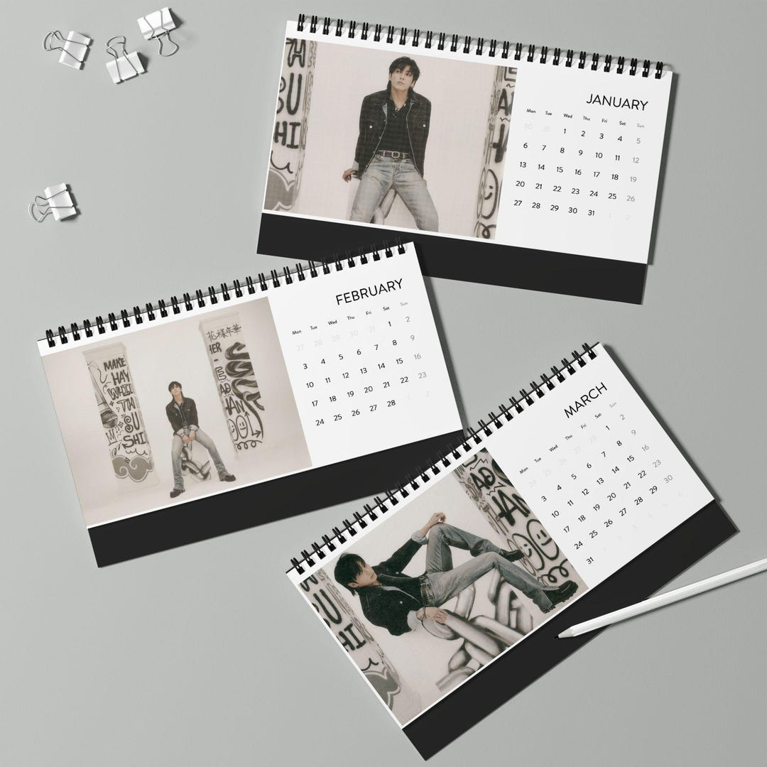 Jungkook BTS Desk Calendar, 2025 Grid, Kpop Calendar, Office Decor ...