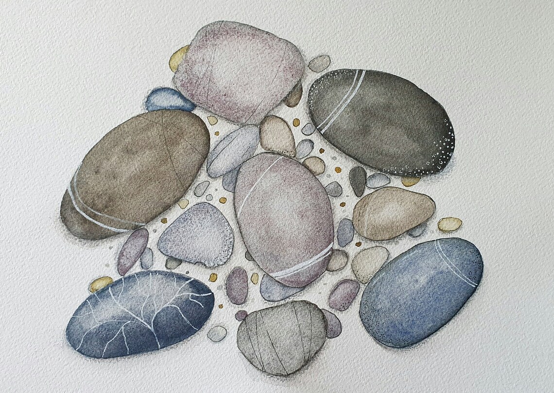 Original Rock Pool Watercolour Painting, Pebble Art, Unframed - Etsy