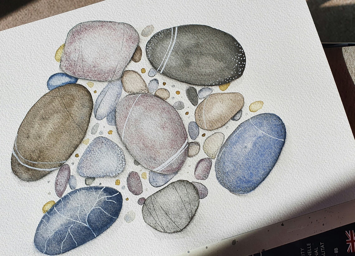 Original Rock Pool Watercolour Painting, Pebble Art, Unframed - Etsy