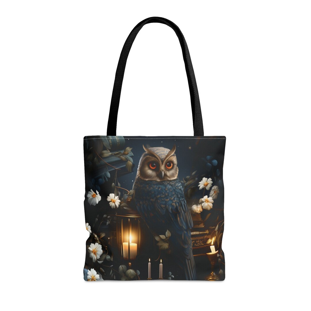 Blue Owl Reading Tote Bag Carryall Book Bag Shopping Bag - Etsy