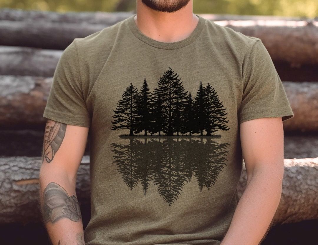 Pine Trees Near Lake Shirt for Nature Lover, Hiking Tshirt, Camping T ...