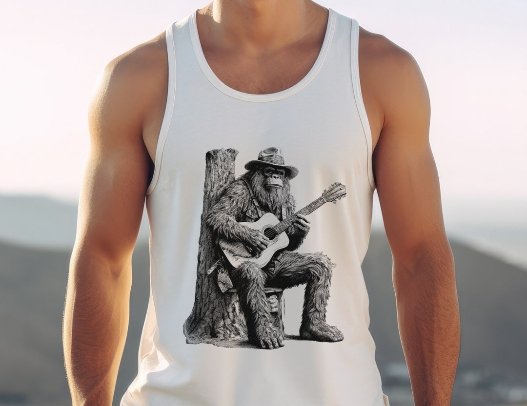 Bigfoot Guitar Tank Top Gift for Outdoor Lover, Sasquatch Tank Tops ...