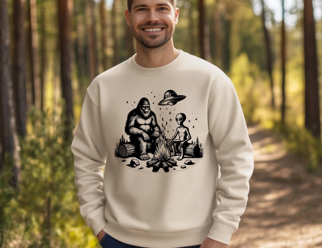 Bigfoot and Alien Sweater Gift for Outdoor Lover, Sasquatch Sweaters ...