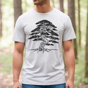Unique Bonsai Tree Graphic Tee, Tree of Life, Camping Shirt, Botanical ...
