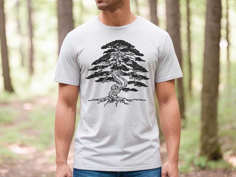 Unique Bonsai Tree Graphic Tee, Tree of Life, Camping Shirt, Botanical ...