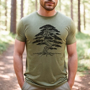 Unique Bonsai Tree Graphic Tee, Tree of Life, Camping Shirt, Botanical ...
