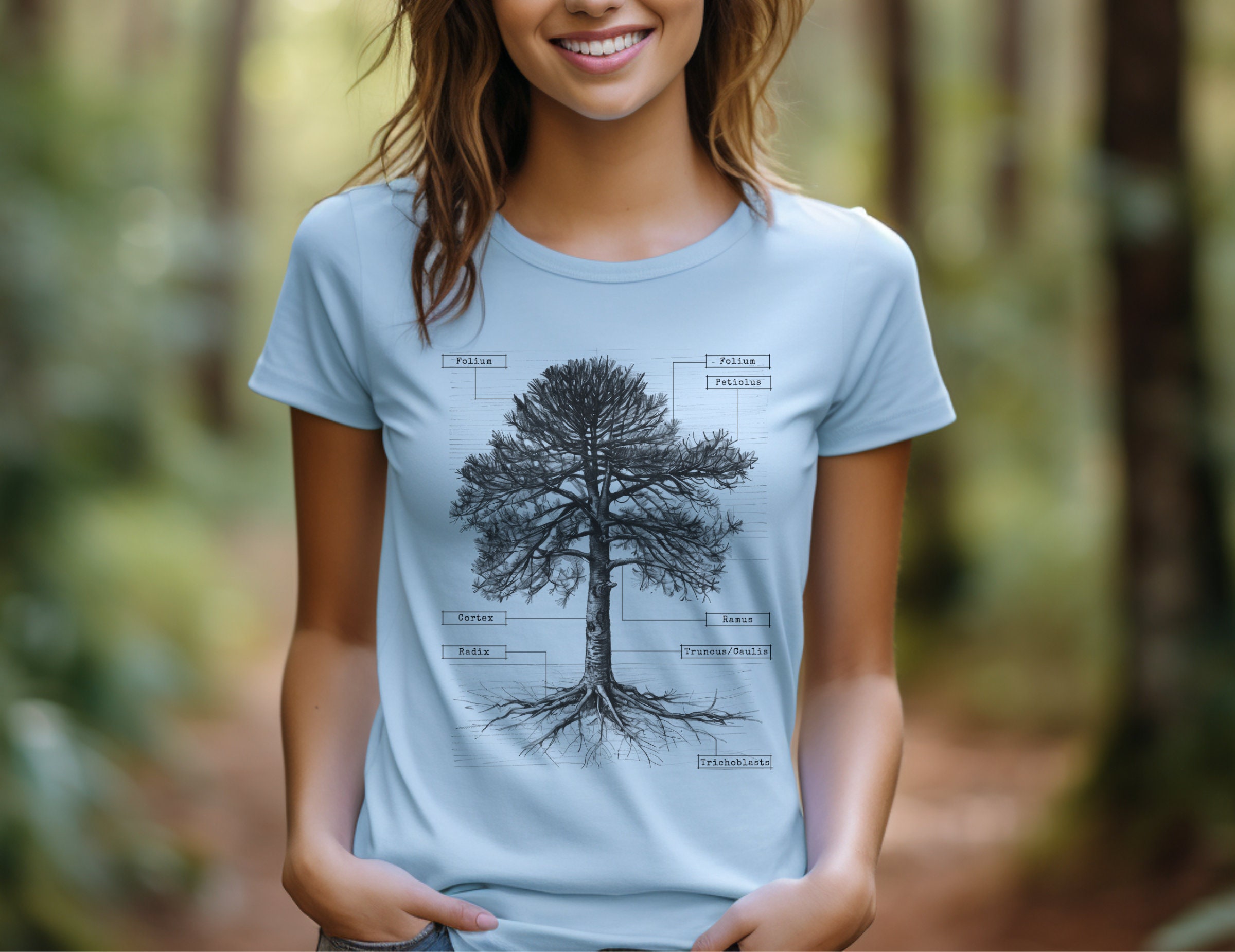 Tree Diagram T Shirt Gift for Outdoor Lover, Trees T Shirts, Forest Tee ...