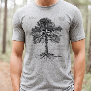 Tree Diagram T Shirt Gift for Outdoor Lover, Trees T Shirts, Forest Tee ...