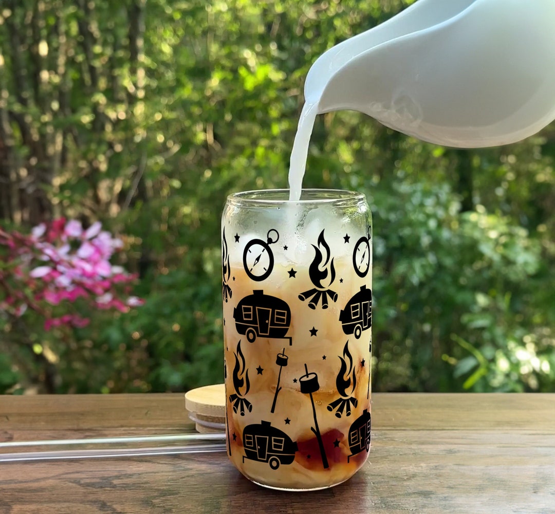 Camping 16 Oz Glass Soda Can for Outdoor Lover, Coffee Cup, Hiking ...