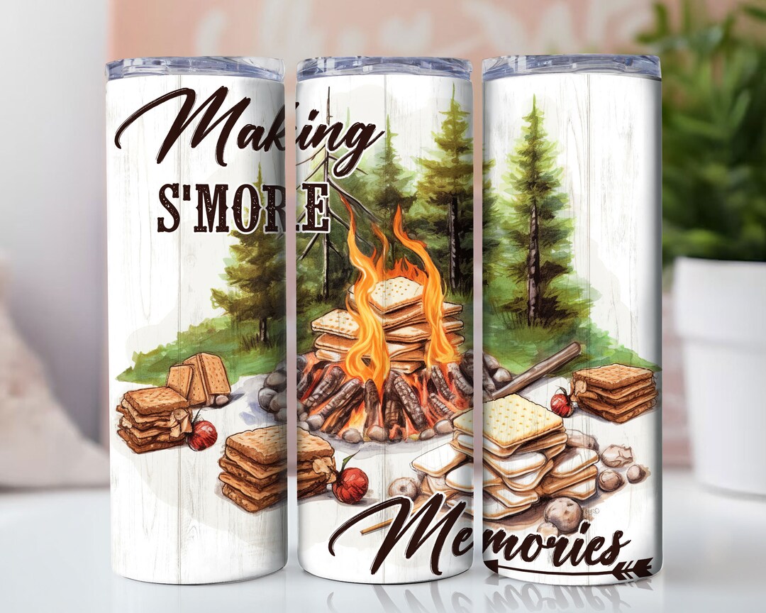 Smores Camping Tumbler Wrap PNG, 20 Oz Skinny Sublimation Tumbler PNG ...