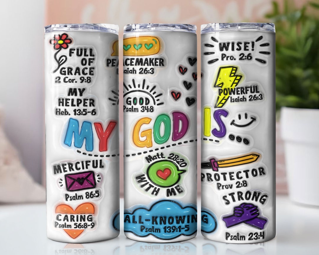3D My God is Inflated Tumbler Wrap, Retro Christian Puffy Tumbler ...