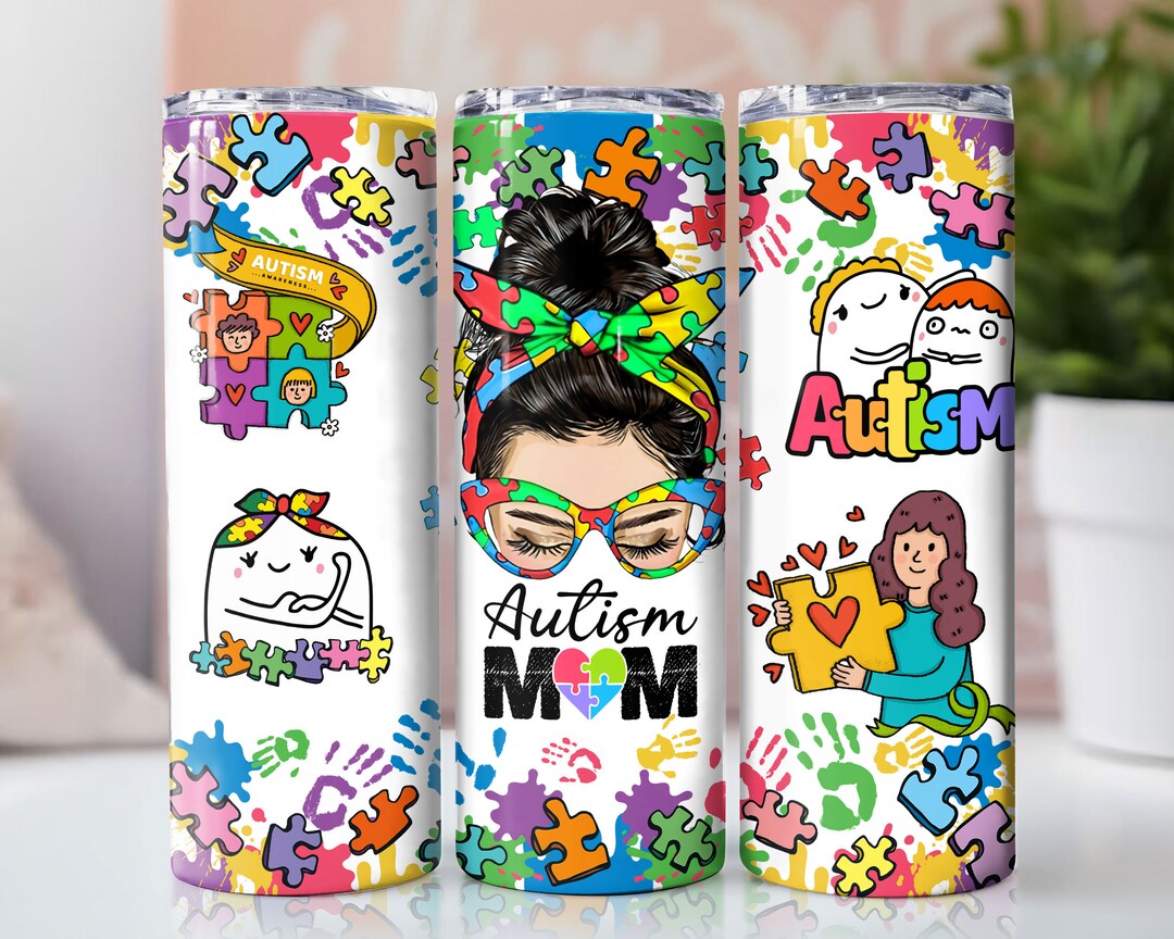 Autism Mom Tumbler Wrap, 20oz Skinny Tumbler Autism Wrap PNG, Autism ...