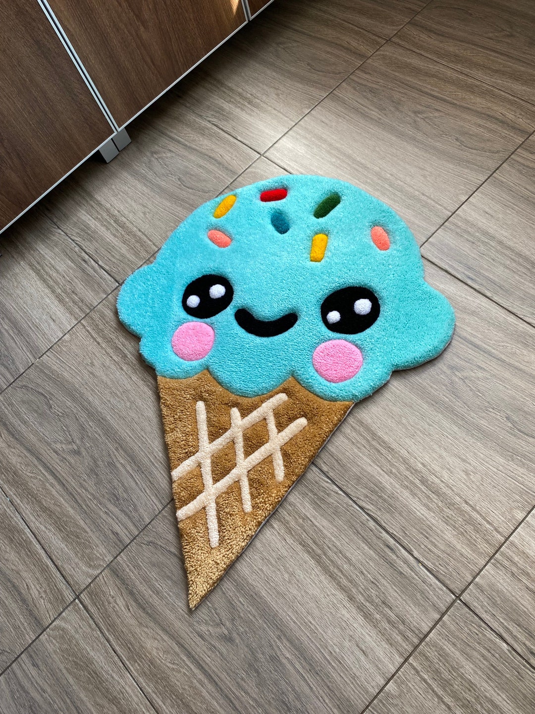 Kawaii Ice Cream Tufted Rug - Cute Kids Room Decor -pastel Cone Carpet ...