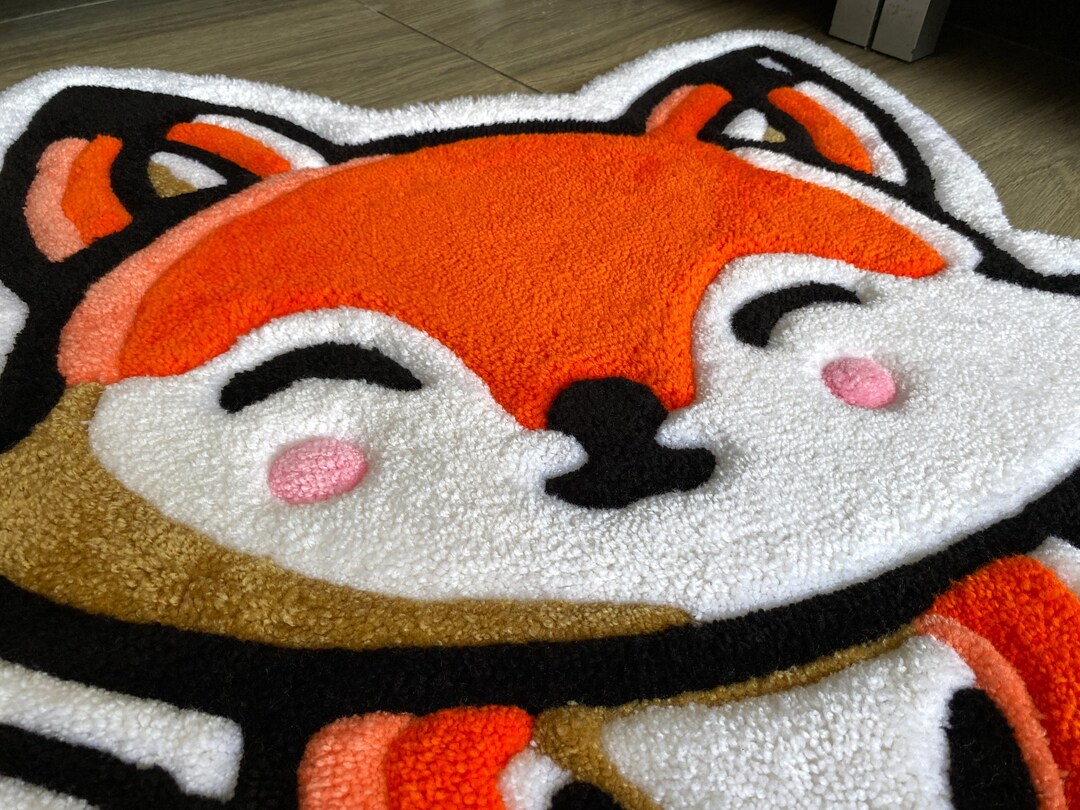 Handmade Tufted Red Fox Rug: Acrylic Nursery & Playroom Decor - Etsy