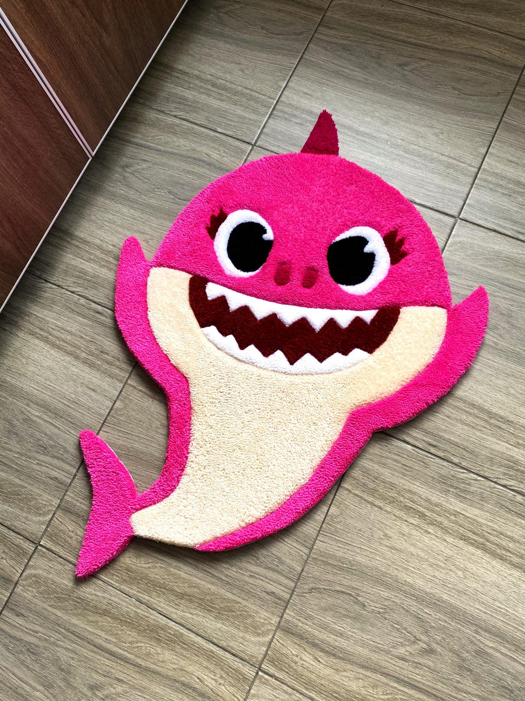 Handmade Tufted Pink Shark Rug – Custom Bath Mat, Nursery Decor ...