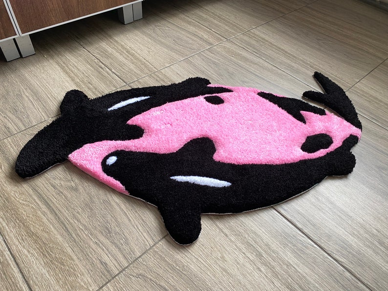 Handmade Koi Fish Tufted Rug Japanese Carpet Asian Decor Yin Yang Area ...