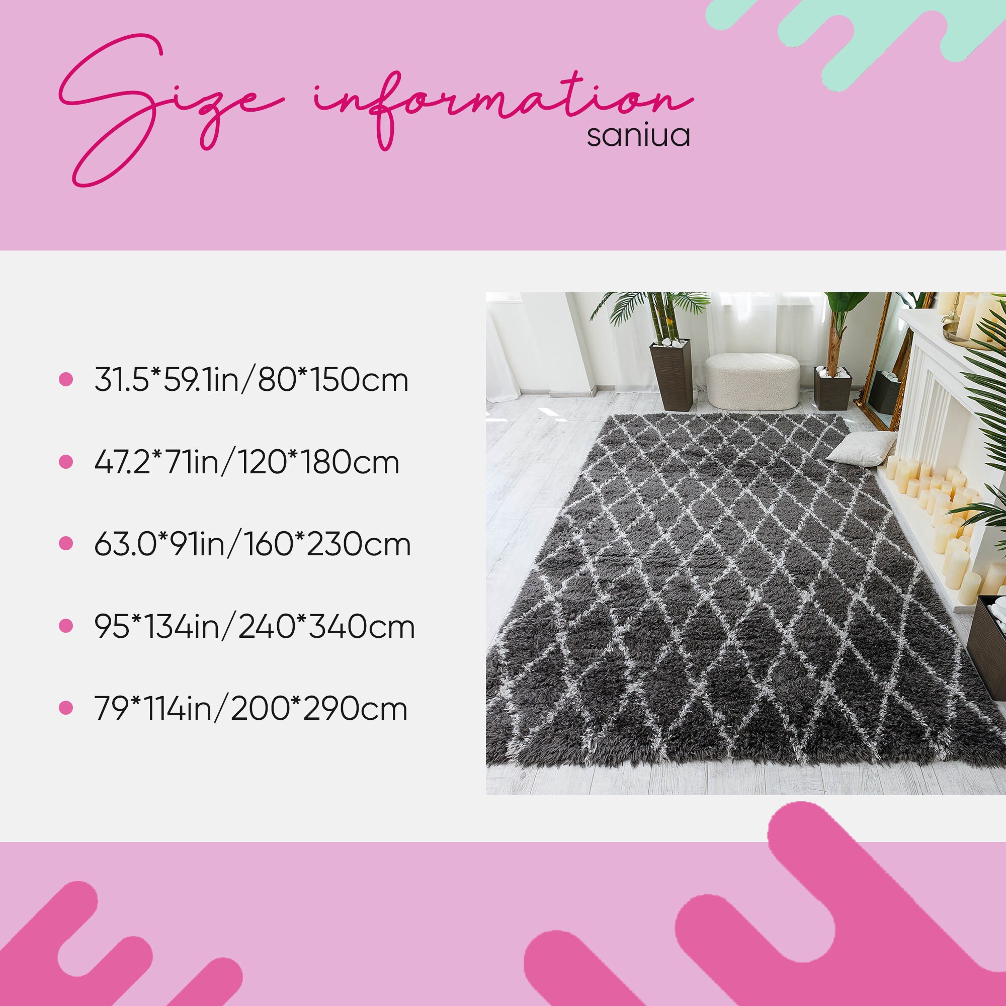 Minimalist Scandinavian Style White Carpet Geometric Design Large Area ...
