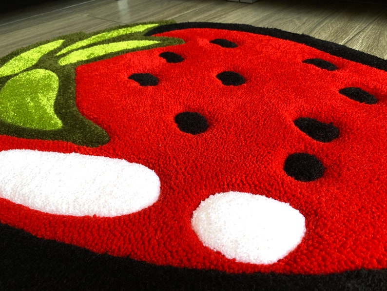 Strawberry Tufted Bathroom Rug for Kids Cartoon Design Bright Children ...