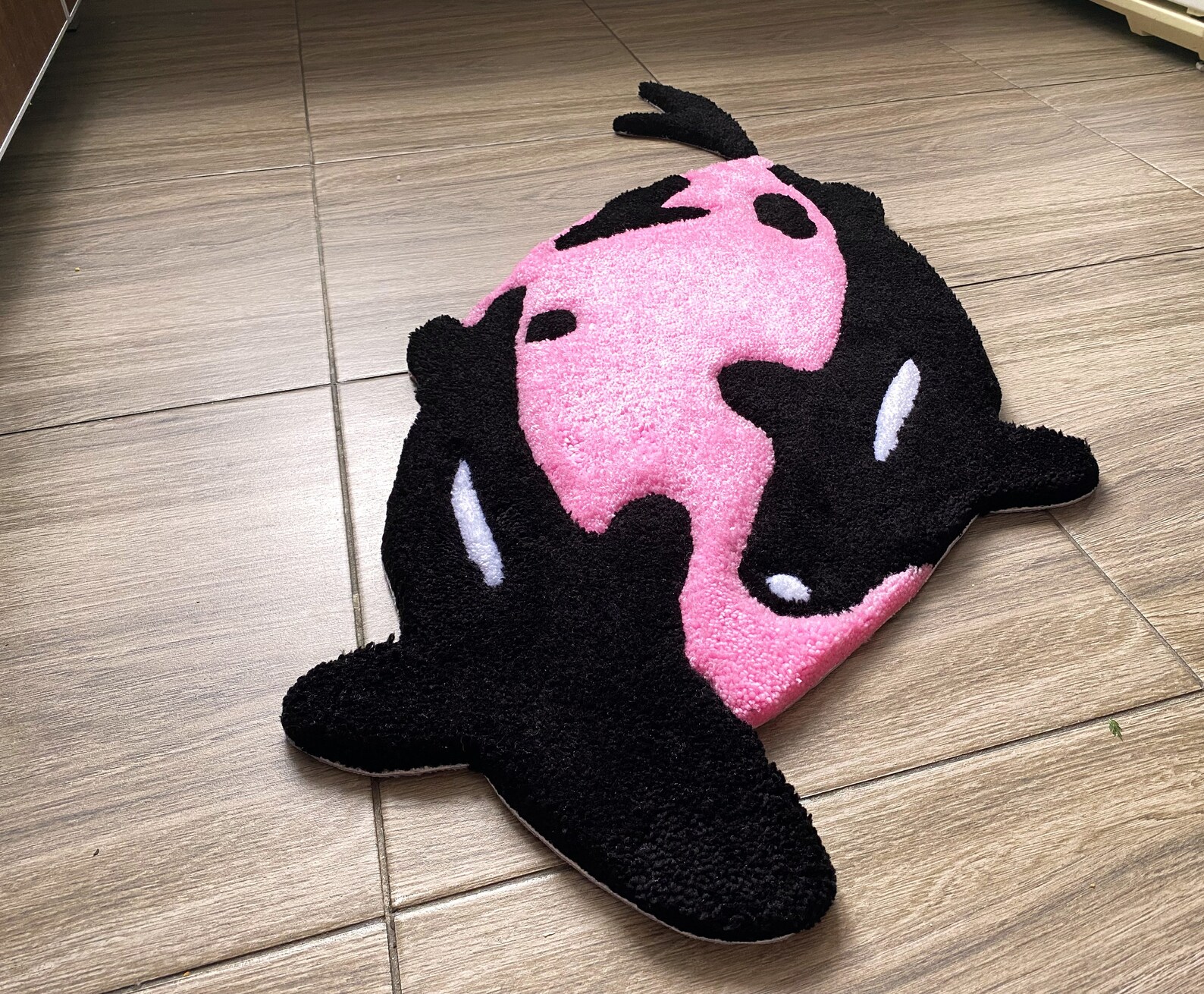 Handmade Koi Fish Tufted Rug Japanese Carpet Asian Decor Yin Yang Area ...