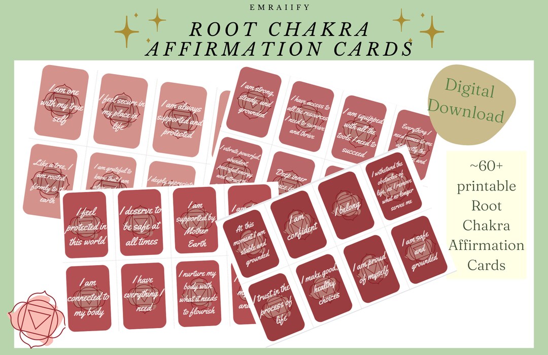 Root Chakra Affirmation Cards Printable Cards for Connecting With Root ...